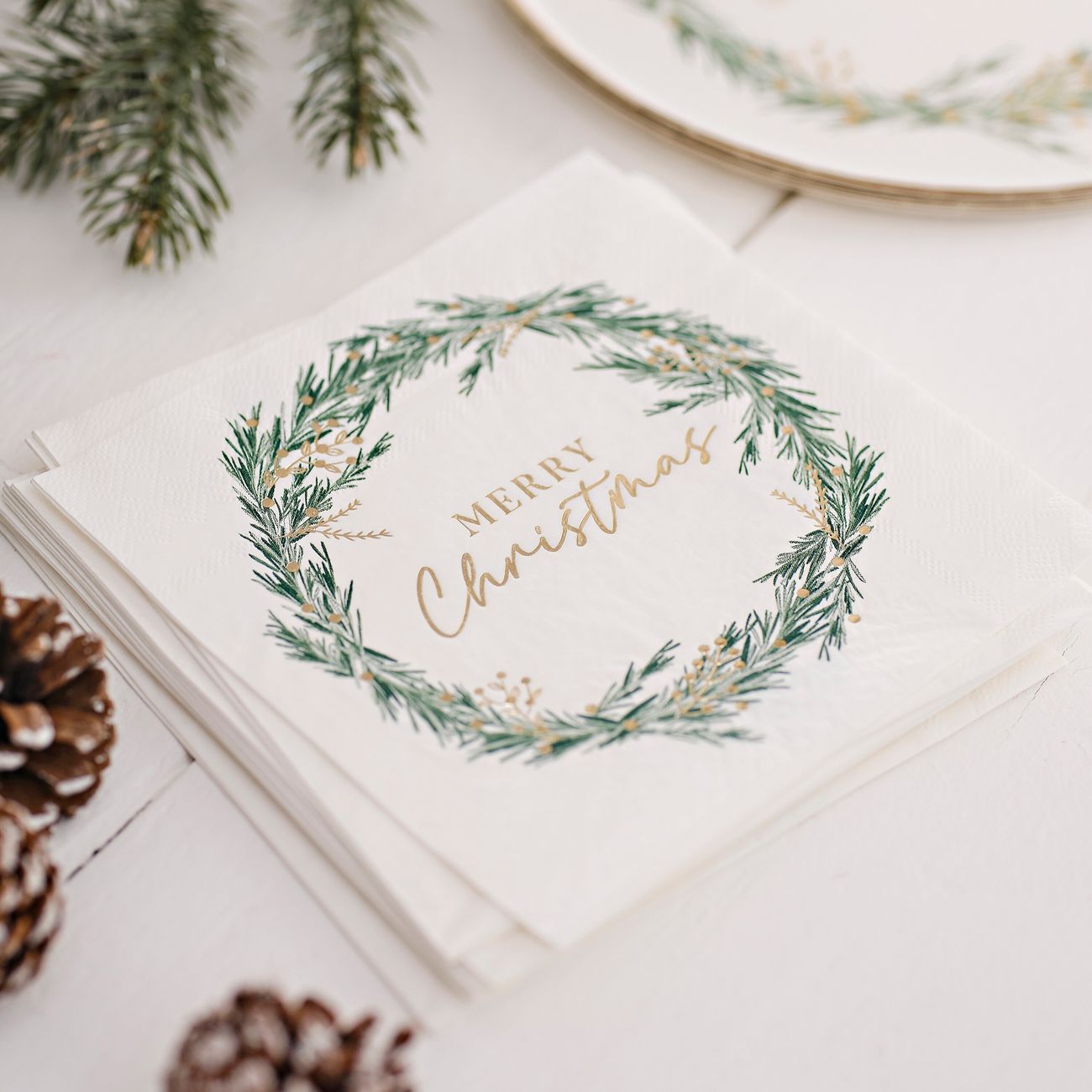 Servetter Merry Christmas med Krans | Partykungen