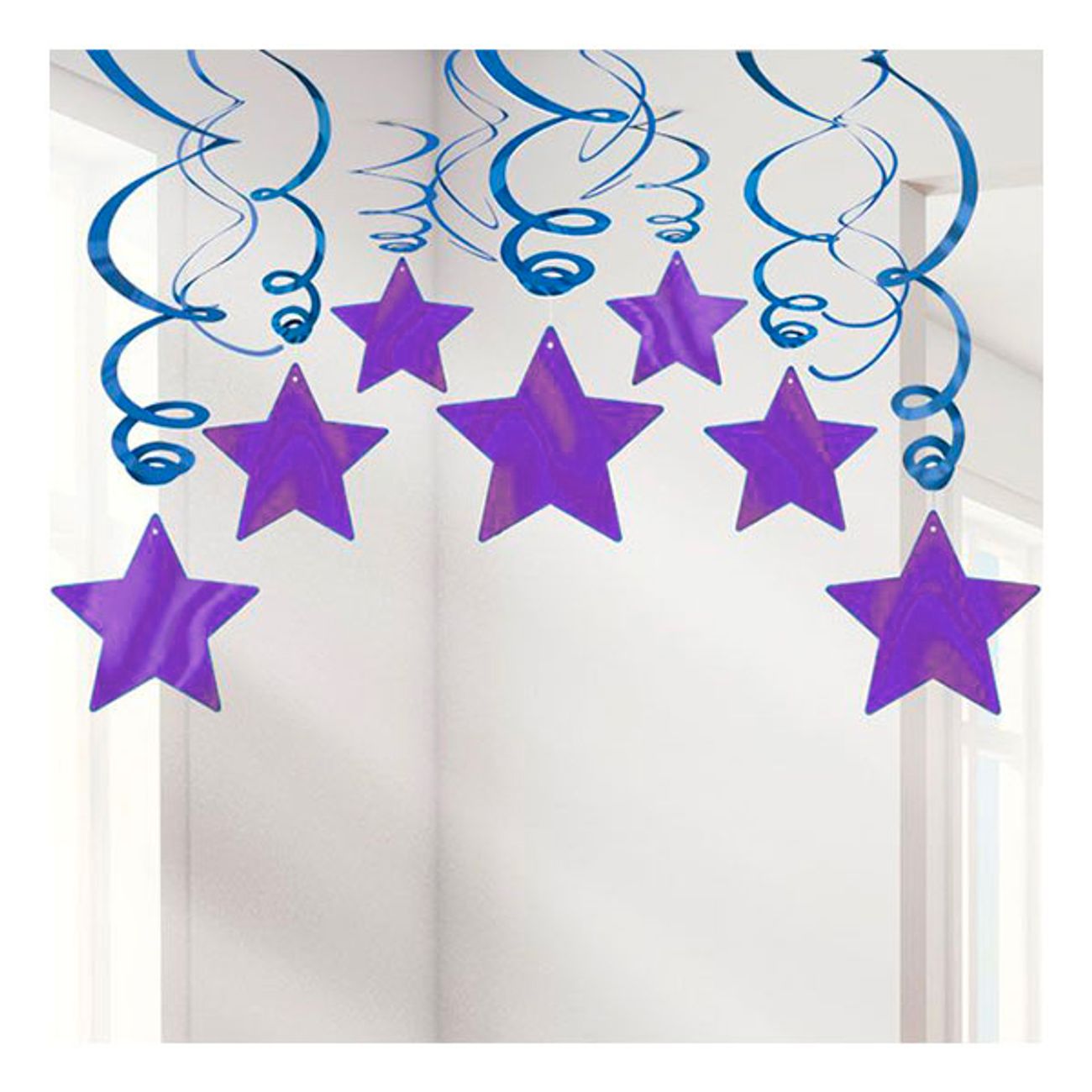 Swirls Stjerner Blå/Lilla Hængende Dekoration | Partyking