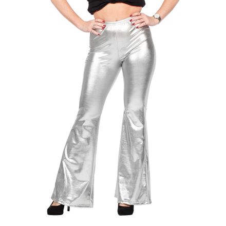 70-tals Byxor Dam Silver Metallic | Partykungen