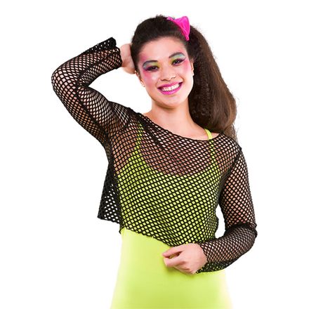 80-tals Fisknätströja Kort Svart | Partykungen