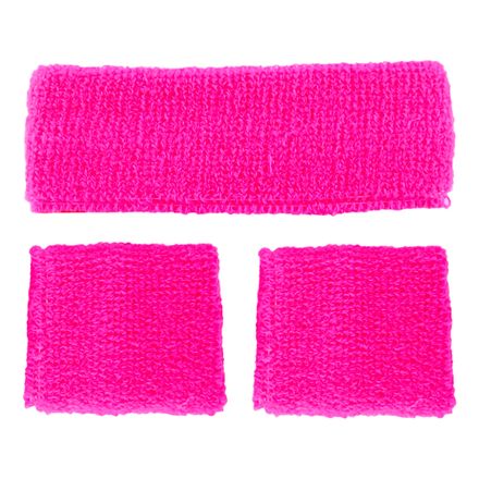 80-tals Svettband Kit Neonrosa | Partykungen