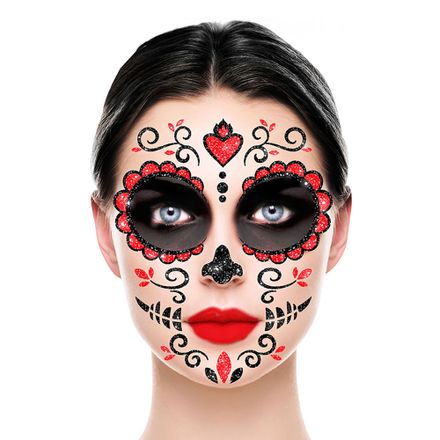 Ansiktstatuering Day of the Dead Glitter | Partykungen