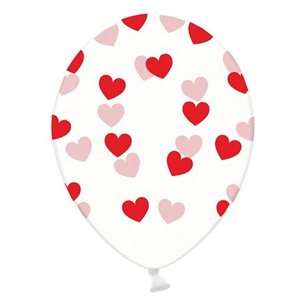 Balloner Transparente med Røde Hjerter | Partyking