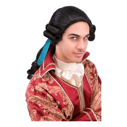 Barock Peruk Svart med Fläta | Partykungen