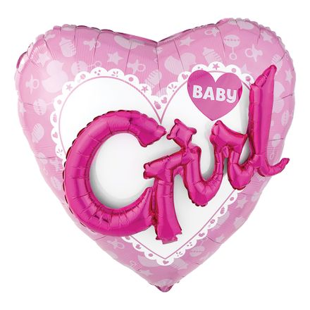 Folieballong Girl Hjerte Rosa Super Shape | Partyking