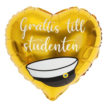 Folieballon Tillykke Til Studenten Hjerte Guld | Partyking