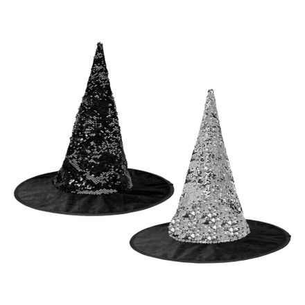 Häxhatt Vändbar med Paljetter Svart/Silver | Partykungen