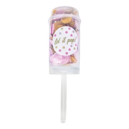 Konfetti Push Pop Vit/Rosa/Guld | Partykungen