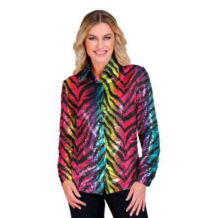 Paljettskjorta Dam Rainbow Tiger | Partykungen