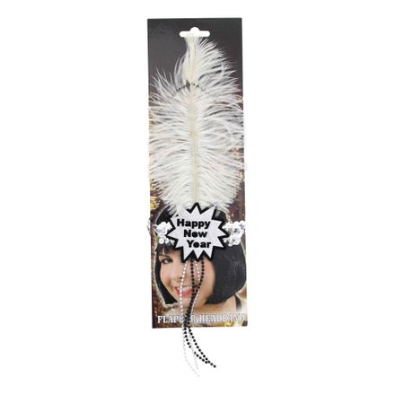 Pandebånd Happy New Year Flapper Hvid | Partyking