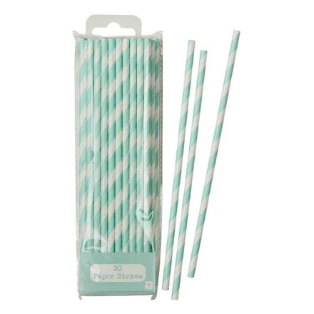Pappsugerør Mint/Hvit Stripete | Partyking