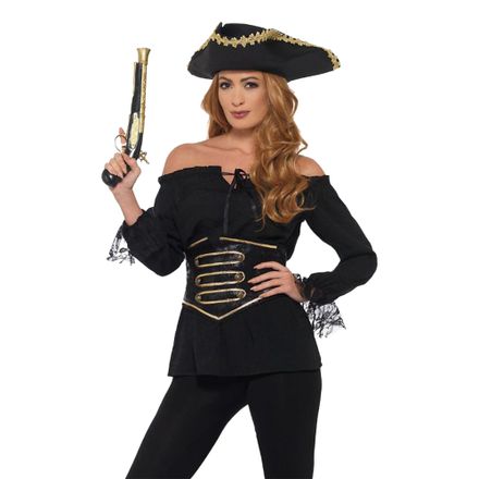 Pirat Bluse Sort Deluxe | Partyking