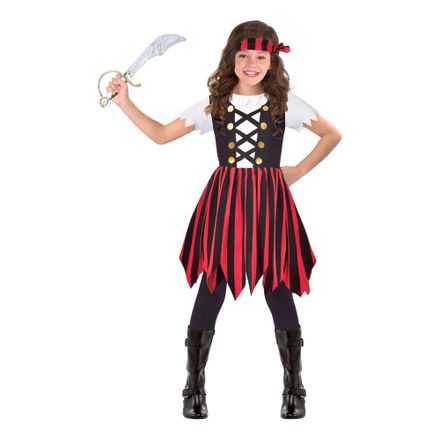 Merirosvo Punainen/Musta Mekko Lasten Naamiaisasu | Partyking.fi