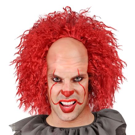 Rød Klovnparykk med Skallet | Partyking