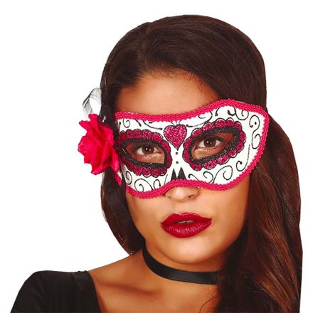 Rosa Day of the Dead Ögonmask | Partykungen