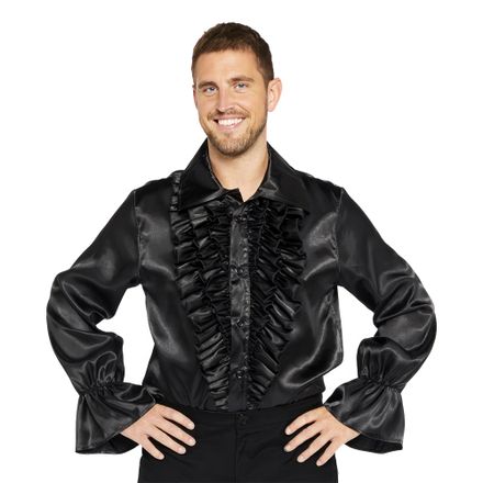 Satin Skjorta Svart | Partykungen