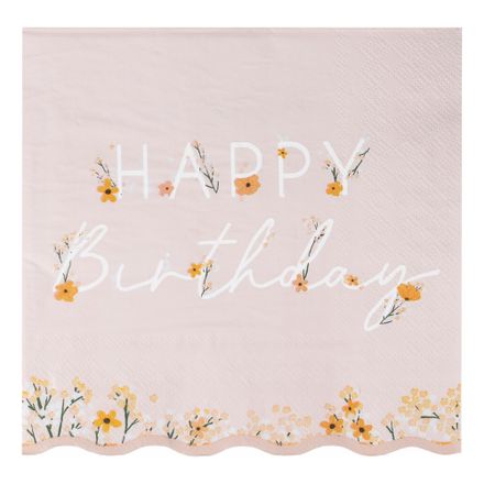 Servetter Happy Birthday Floral | Partykungen