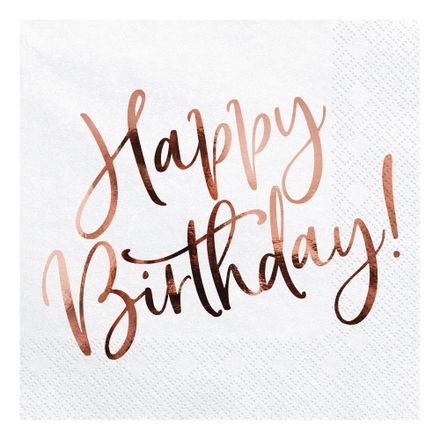 Servetter Happy Birthday Roséguld | Partykungen
