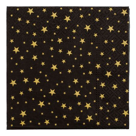 Sorte Servietter med Stjerner | Partyking