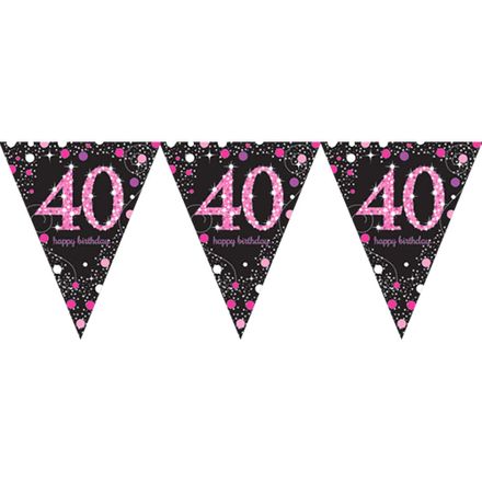Vimpelgirlang 40 Svart/Rosa Glitter | Partykungen