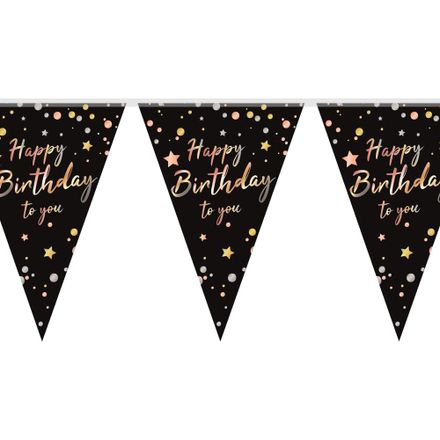 Vimpelgirlang Happy Birthday Svart | Partykungen