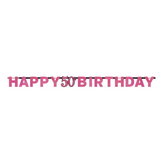 Plastduk Happy Birthday Svart/Rosa Glitter | Partykungen